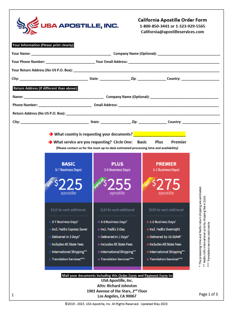 California Apostille Order Form | PDF | Cheque | Credit Card