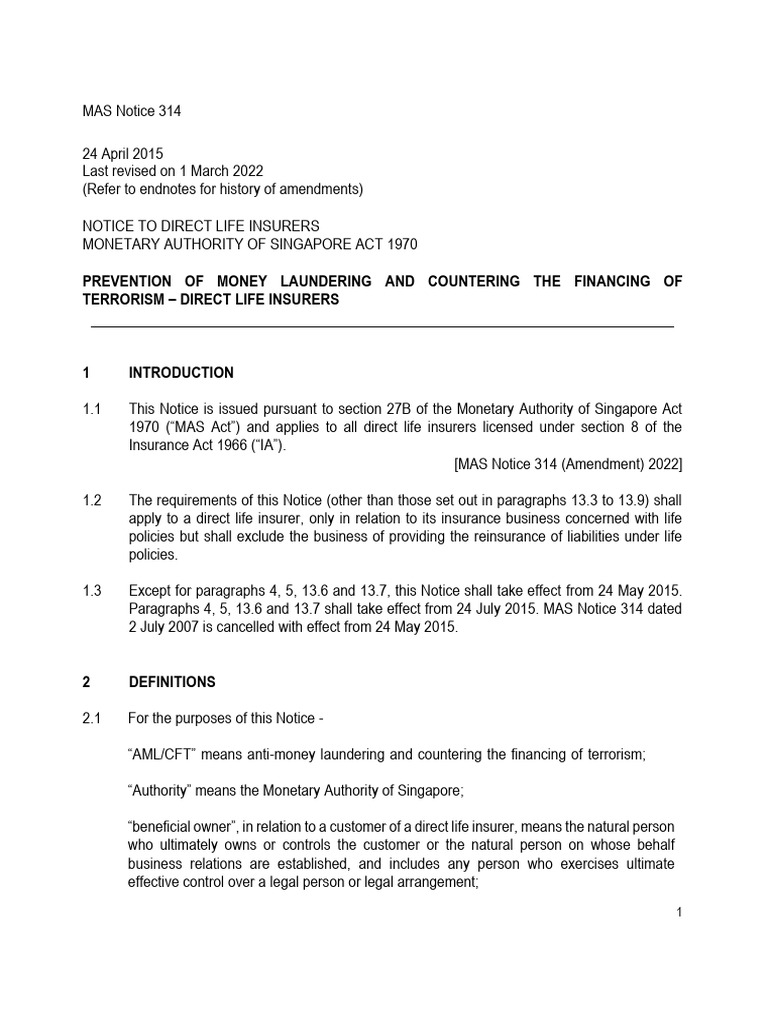 MAS Notice 314: AML/CFT Guidelines | PDF | Identity Document ...