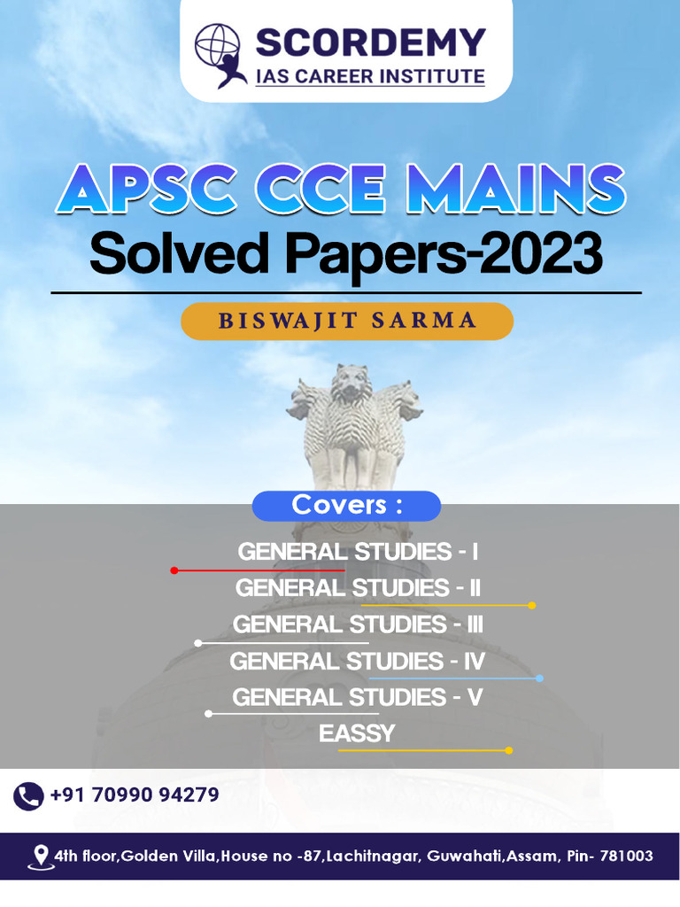 APSC Mains 2023 Solved Papers Sample | PDF