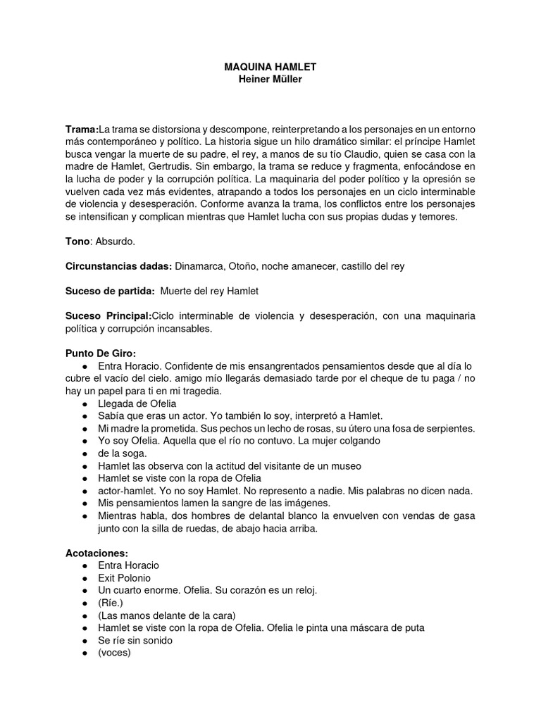 Analisis Maquina Hamlet | PDF | Aldea | Las emociones