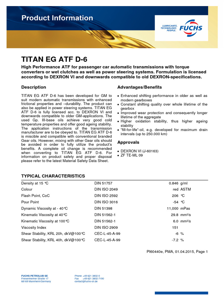 PI_TITAN EG ATF D-6 | PDF | Mechanical Engineering