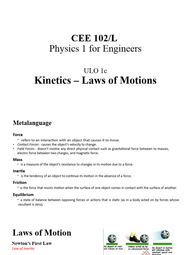 ULO 1c Kinetics Laws of Motion | PDF | Force | Newton's Laws Of Motion