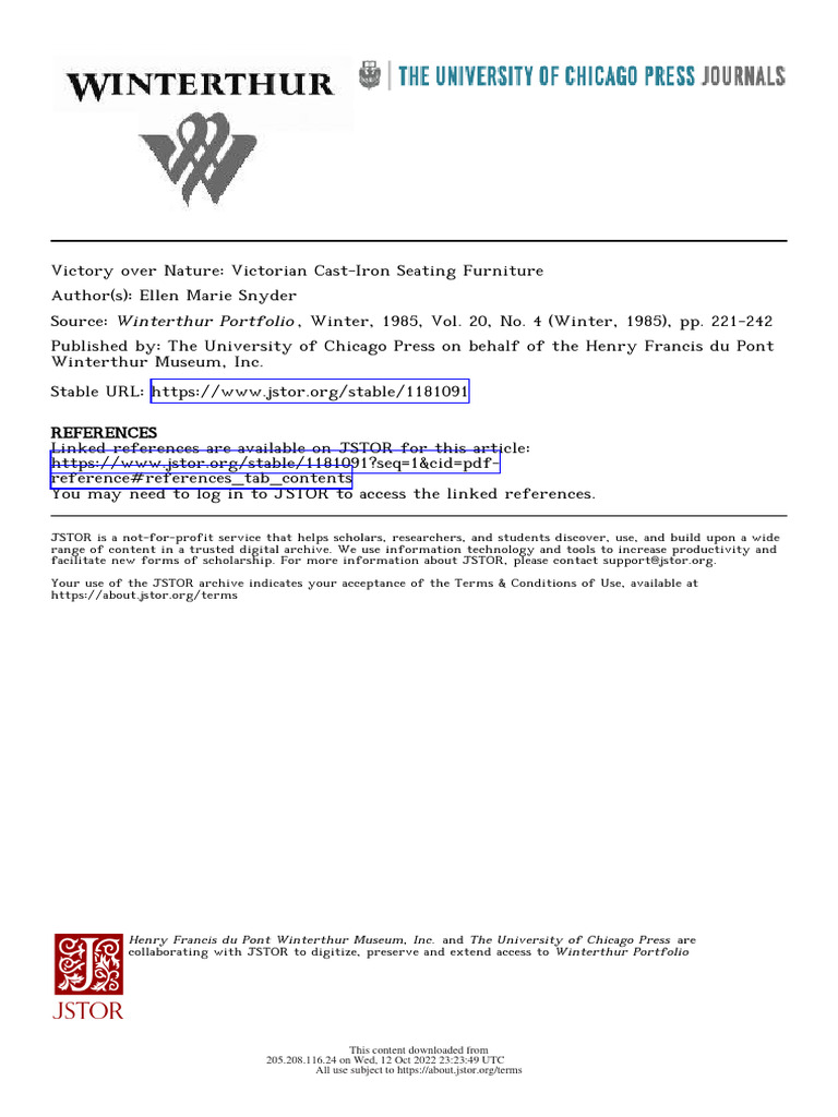 Victorian Cast-Iron Seating History | PDF | Foundry | Metals