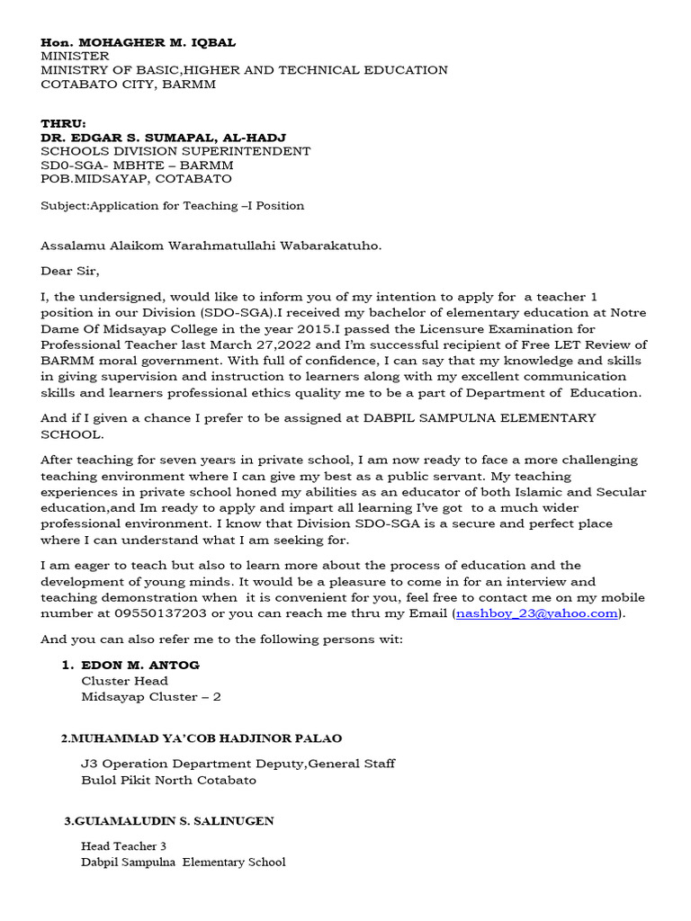 Application Letter Nasrudin | PDF | Career & Growth