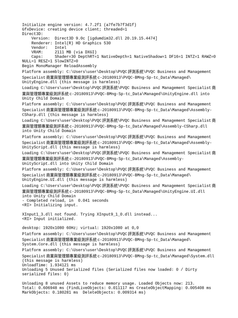 Output Log | PDF | Unity (Game Engine) | Desktop Computer