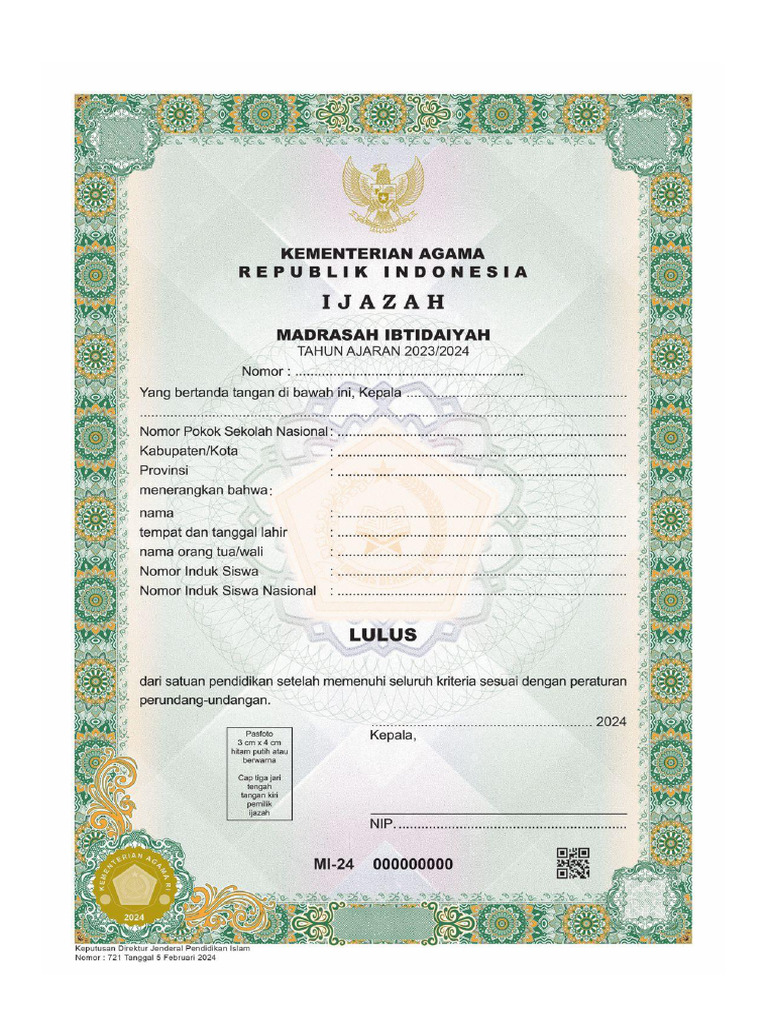 Blangko Ijazah Depan | PDF