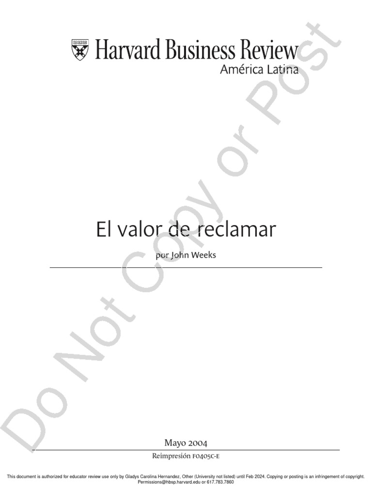 El Valor de Reclamar Lectura Complementaria | PDF