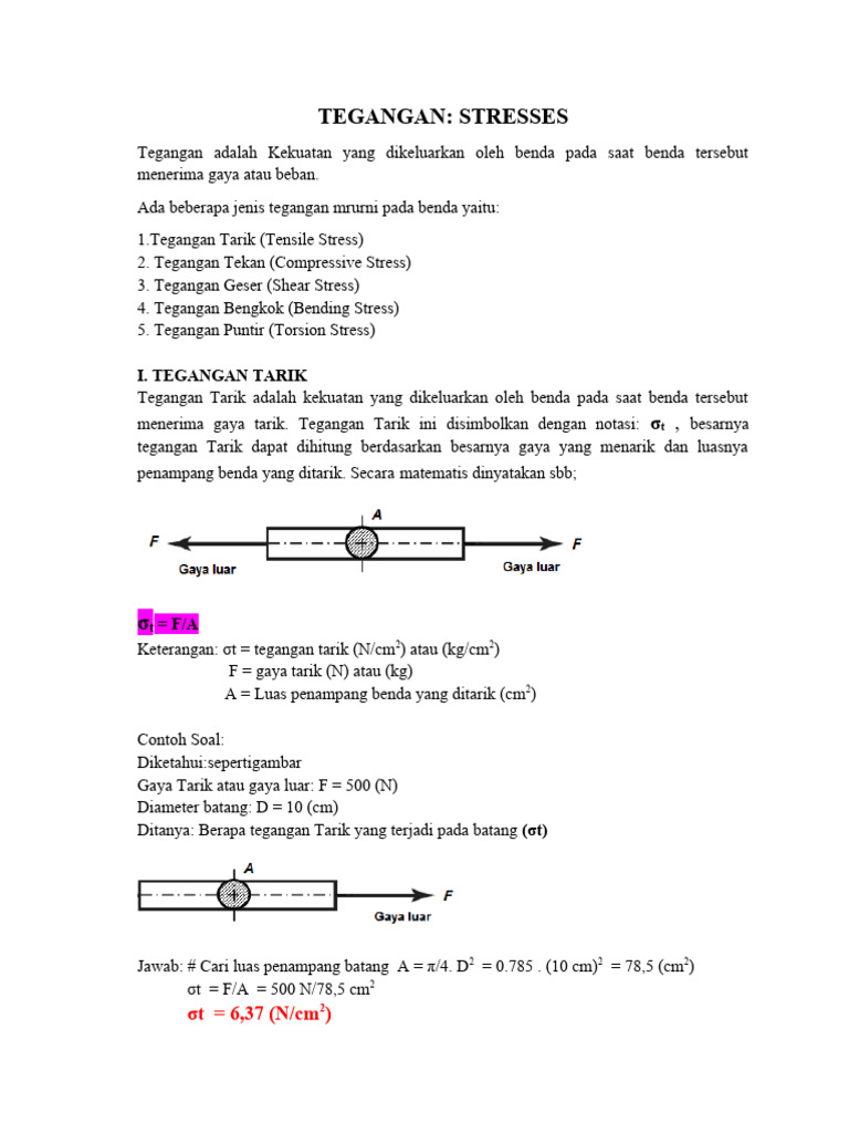 Rumus dan Contoh Tegangan Tarik | PDF | Metode & Bahan Ajar