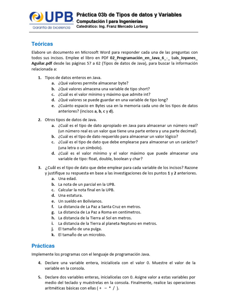 03b Tipos de Datos y Variables | PDF | Tipo de datos | Variable ...