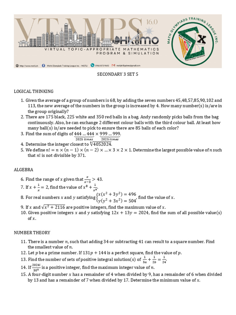 VTAMPS 16 S3 Set 5 | PDF | Area | Triangle