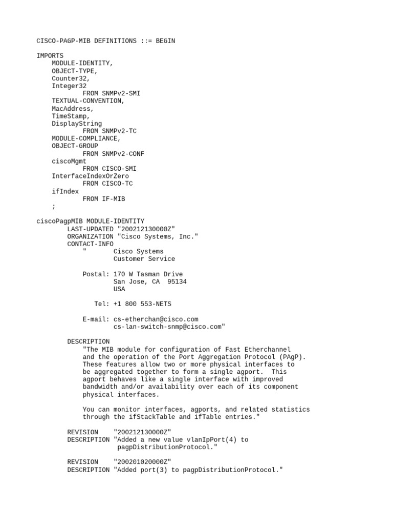 CISCO-PAGP-MIB_my | PDF | Interface (Computing) | Internet Protocols