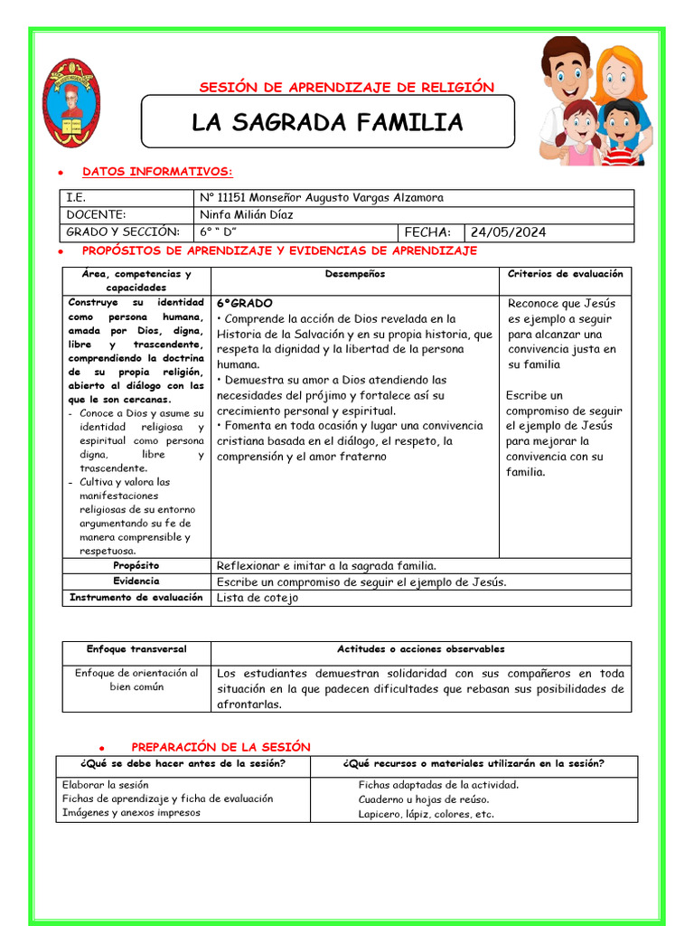 Sesion # 11 Rel La Sagrada Familia | PDF | María, madre de Jesús | San José