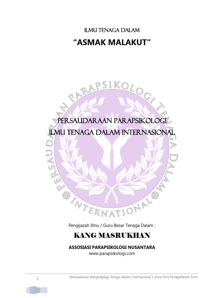 Panduan Tenaga Dalam Asmak Malakut Lengkap 25 Halaman | PDF | Agama ...