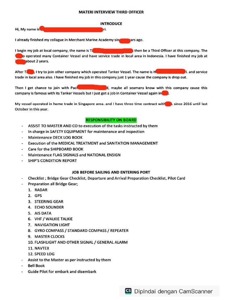 Interview 3rd Officer | PDF