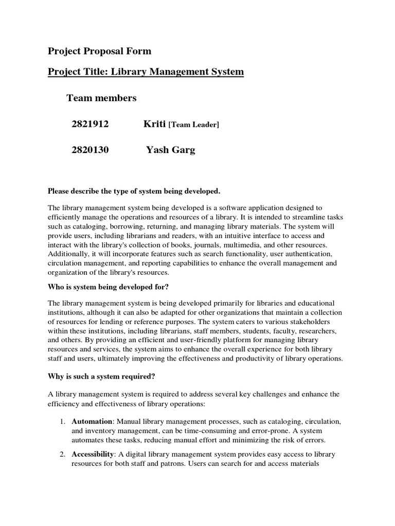 Library Management System Synopsis | PDF | Libraries | Librarian