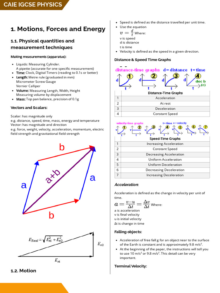 1. Motion, Forces and Energy | PDF | Force | Acceleration
