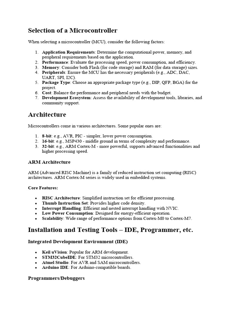 Selection of A Microcontroller1 | Download Free PDF | Microcontroller | Analog To Digital Converter