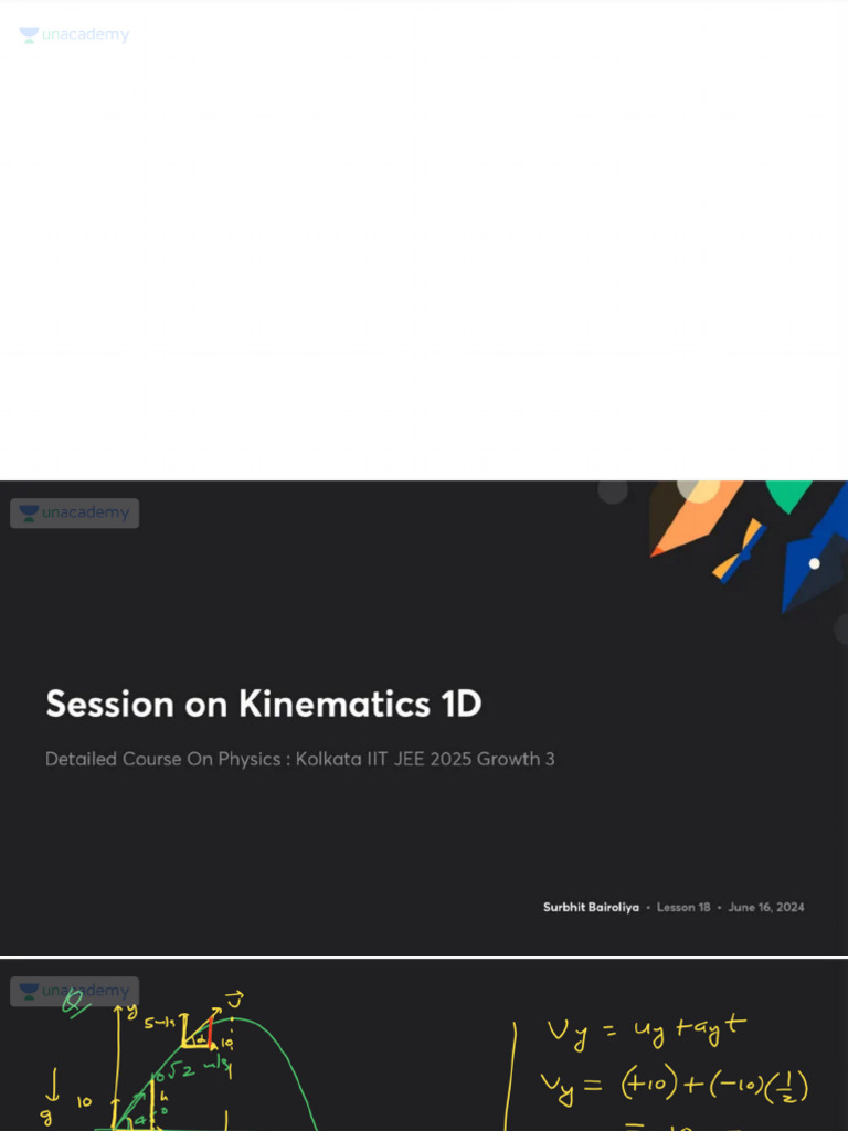 Session On Kinematics 1D With Anno | PDF