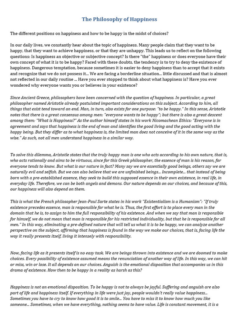 02 The Philosophy of Happiness | PDF | Happiness | Existence