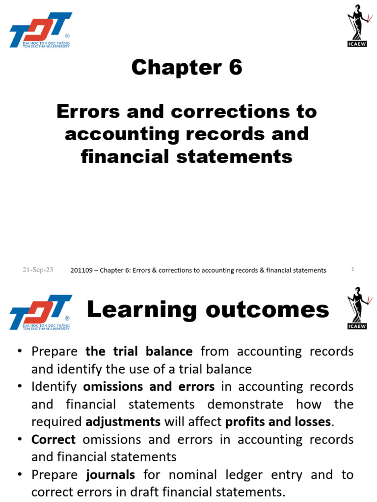 ICAEW - Chapter 6 - Control Accounts Errors and Suspense Accounts | PDF | Debits And Credits ...