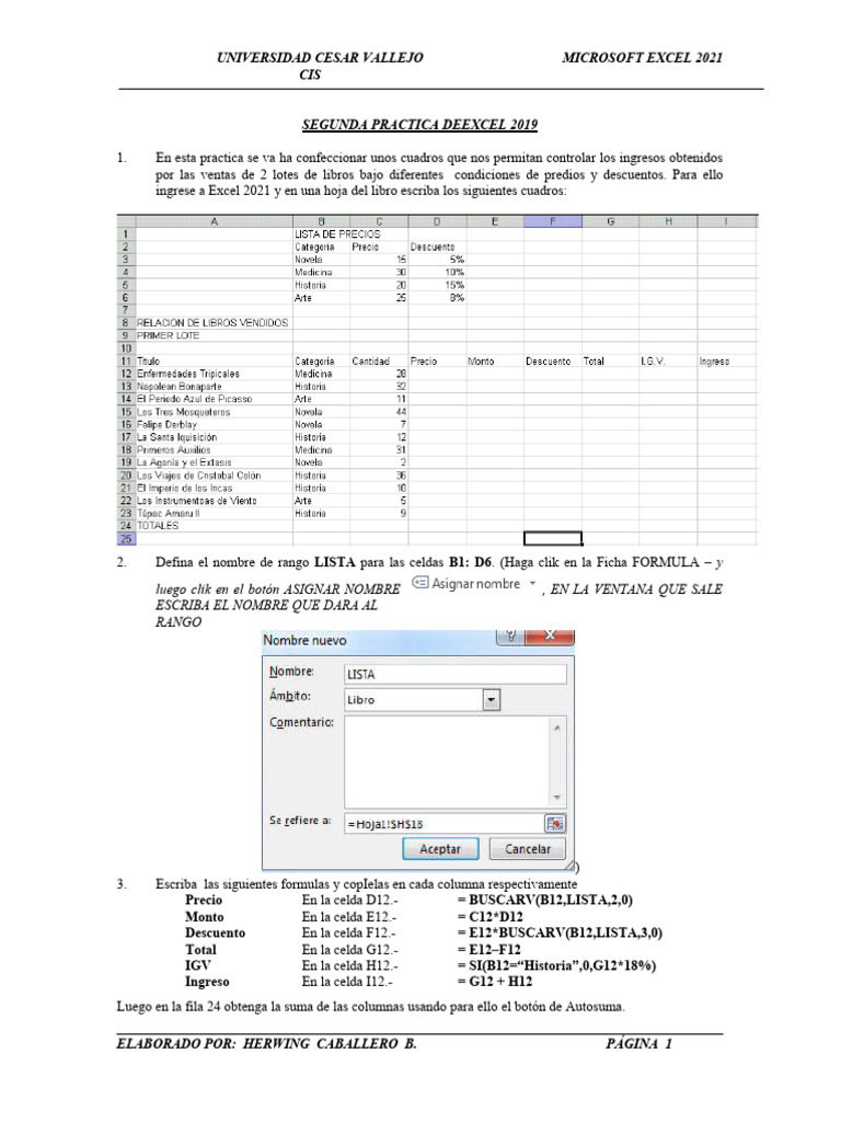 Primera Practica de Excel 2021 | PDF | Microsoft Excel