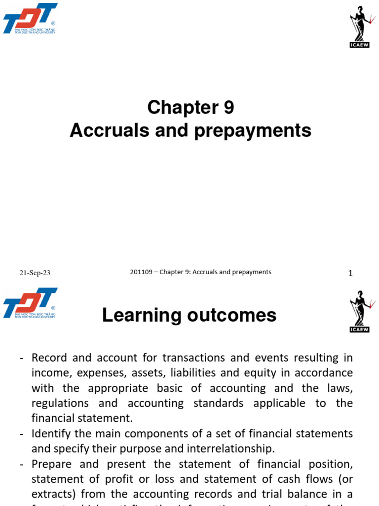 ICAEW Chapter 9 Accruals and Prepayments | PDF | Debits And Credits | Deferral