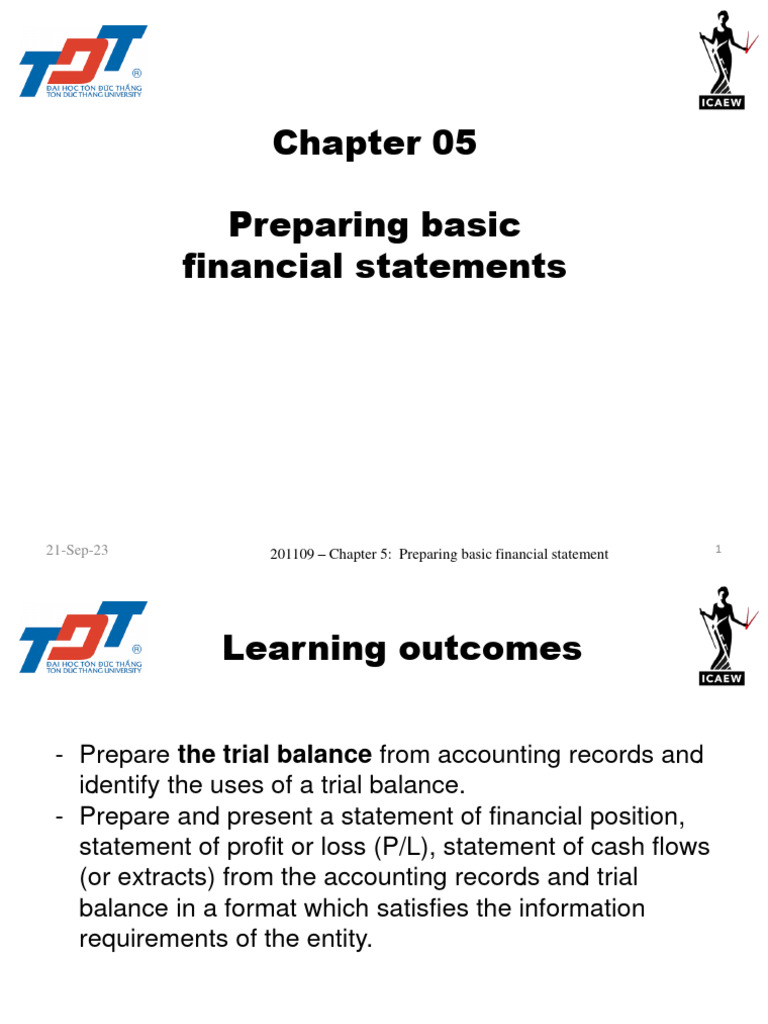 ICAEW - Chapter 5 - Preparing Basic Financial Statement | PDF | Debits ...