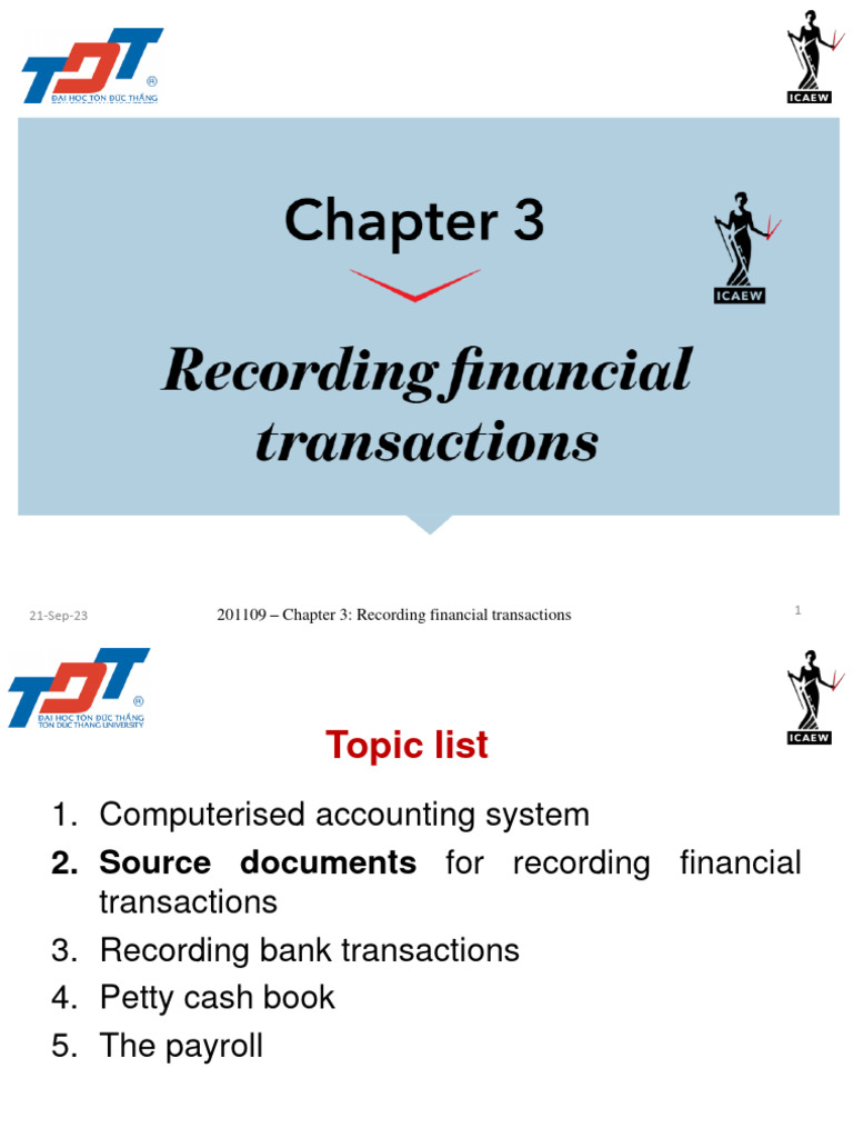 ICAEW Chapter 3 Recording Financial Transactions | PDF | Receipt ...