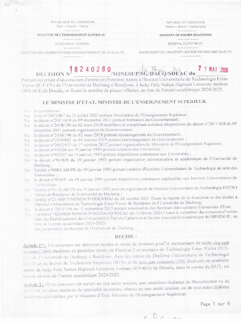 Concours IUT FV UDs 2024 1ere Annee Fr | PDF Concours IUT FV UDs 2024 1ere Annee Fr | PDF