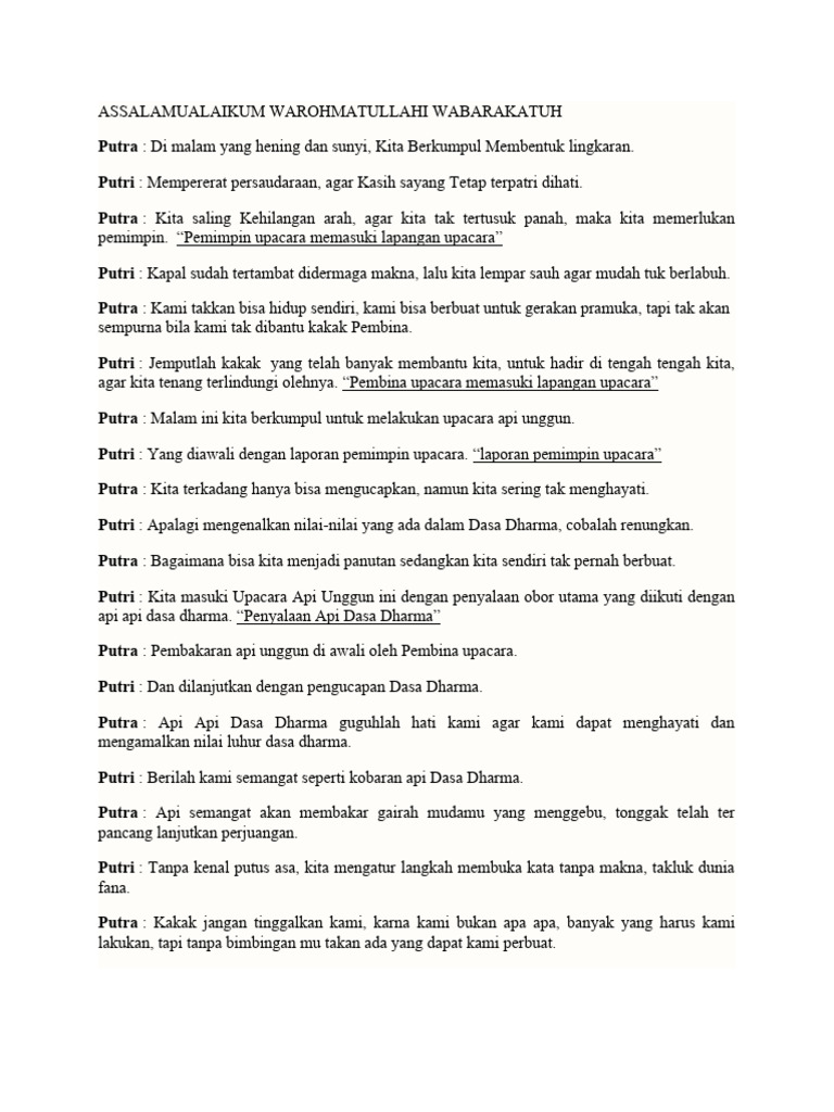 Susunan Upacara API Unggun SWK | PDF