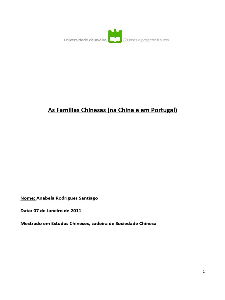 Famílias Chinesas: Estruturas e Valores | PDF | Família | China