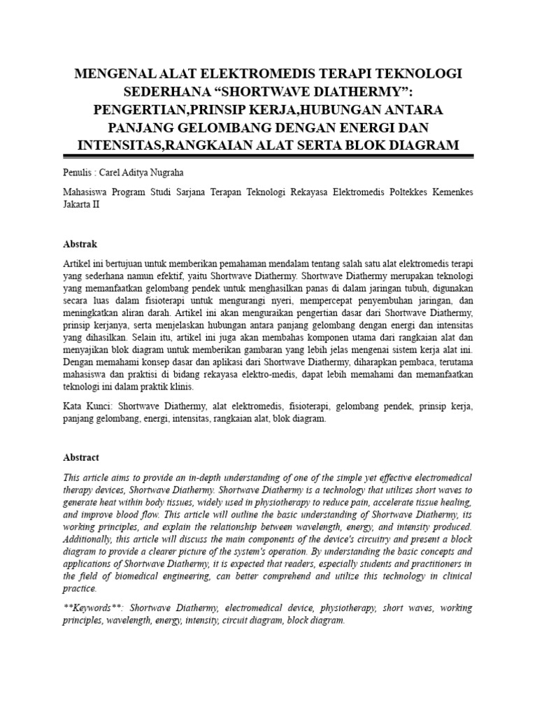MENGENAL ALAT ELEKTROMEDIS TERAPI TEKNOLOGI SEDERHANA “SHORTWAVE DIATHERMY”: PENGERTIAN,PRINSIP ...