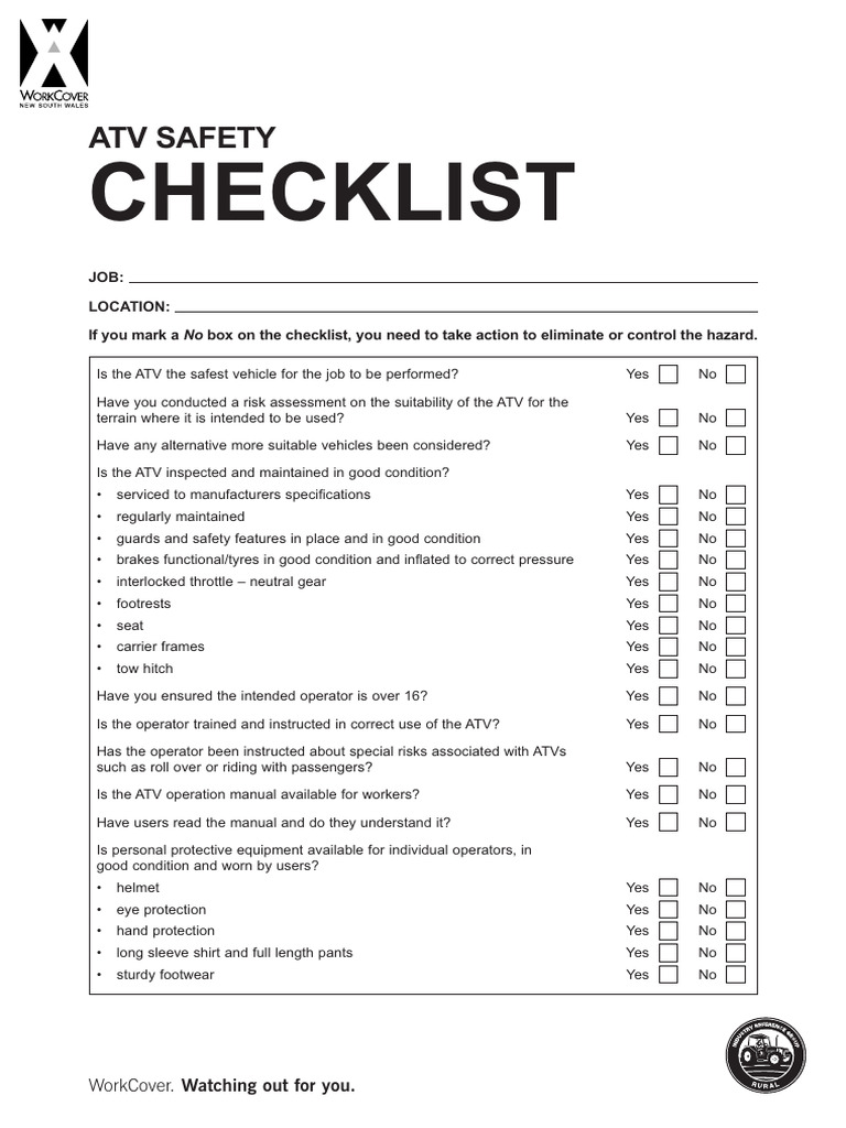 Atv Safety Checklist 1370 | PDF | Safety | Working Conditions