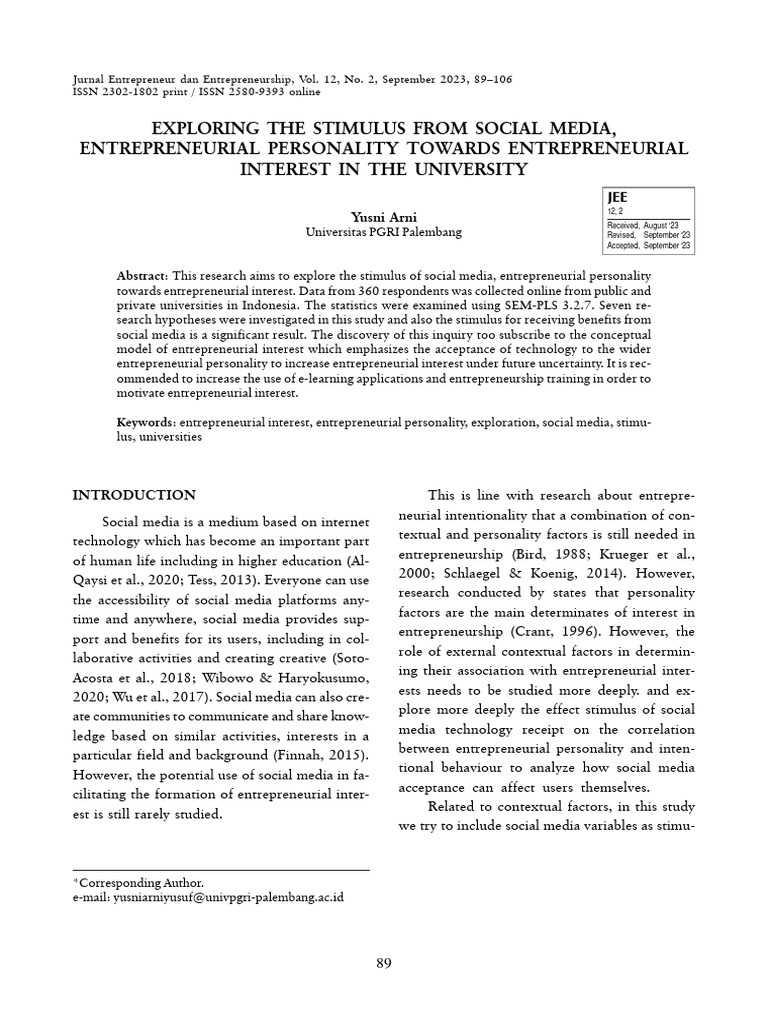 Analisis Sikap Efikasi Diri | Download Free PDF | Entrepreneurship | Social Media