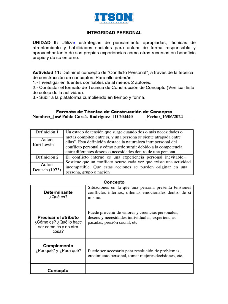 Ucii 11 Formato de Tecnica de Construccion de Concepto | PDF | Psicología Social | Ciencias del ...