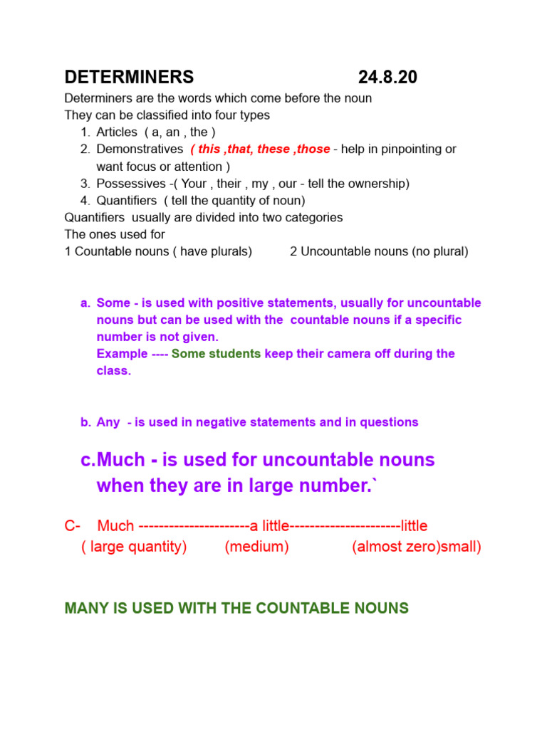 Understanding English Quantifiers Pdf Noun Plural