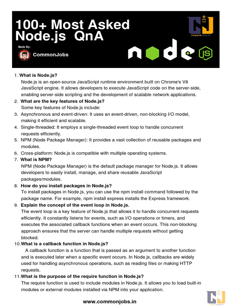 100 Most Asked NODE - Js QnA PDF | PDF | Domain Name System | Encryption