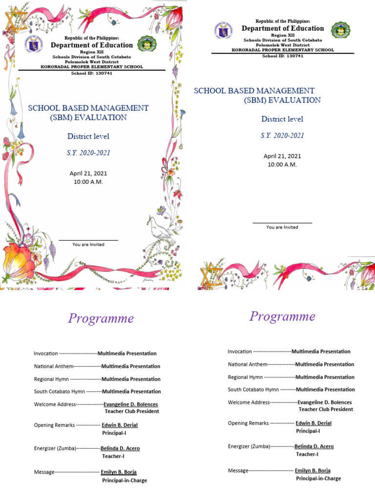 SCHOOL BASED MANAGEMENT Programme | PDF