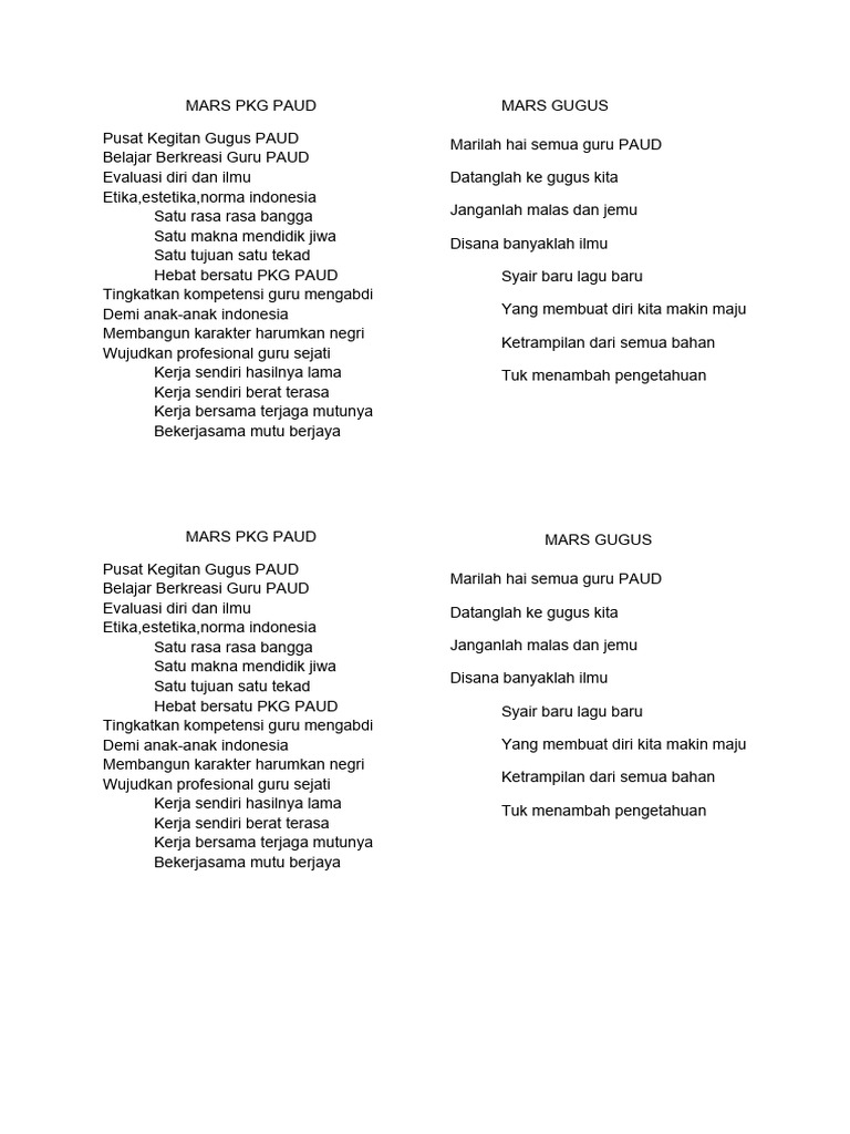 Mars PKG Paud | PDF