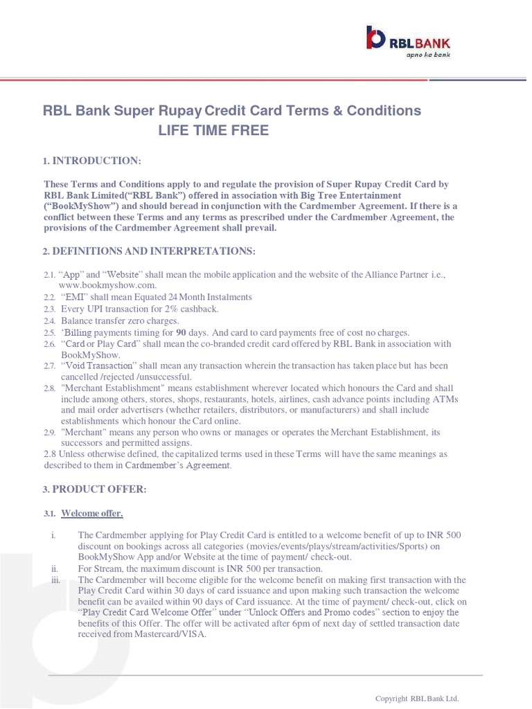 Bajaj RBL - Super Rupay Credit Card PDF-2024.. | PDF | Credit Card | Payments