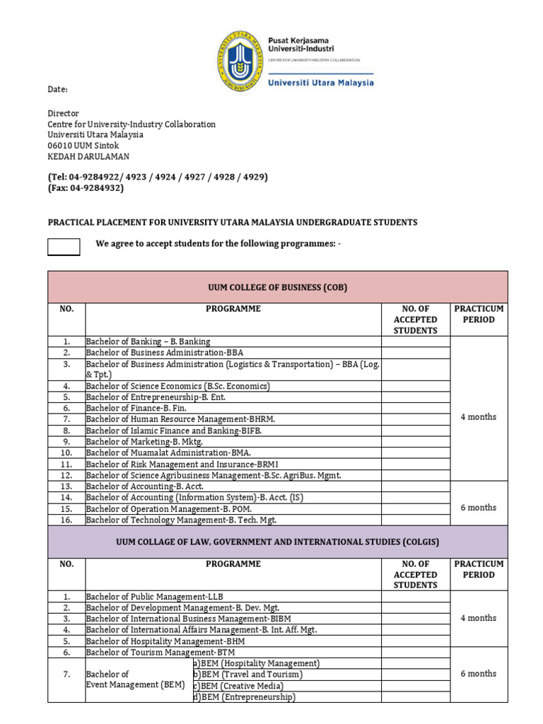 Practicum Request Form For Company | PDF | Business