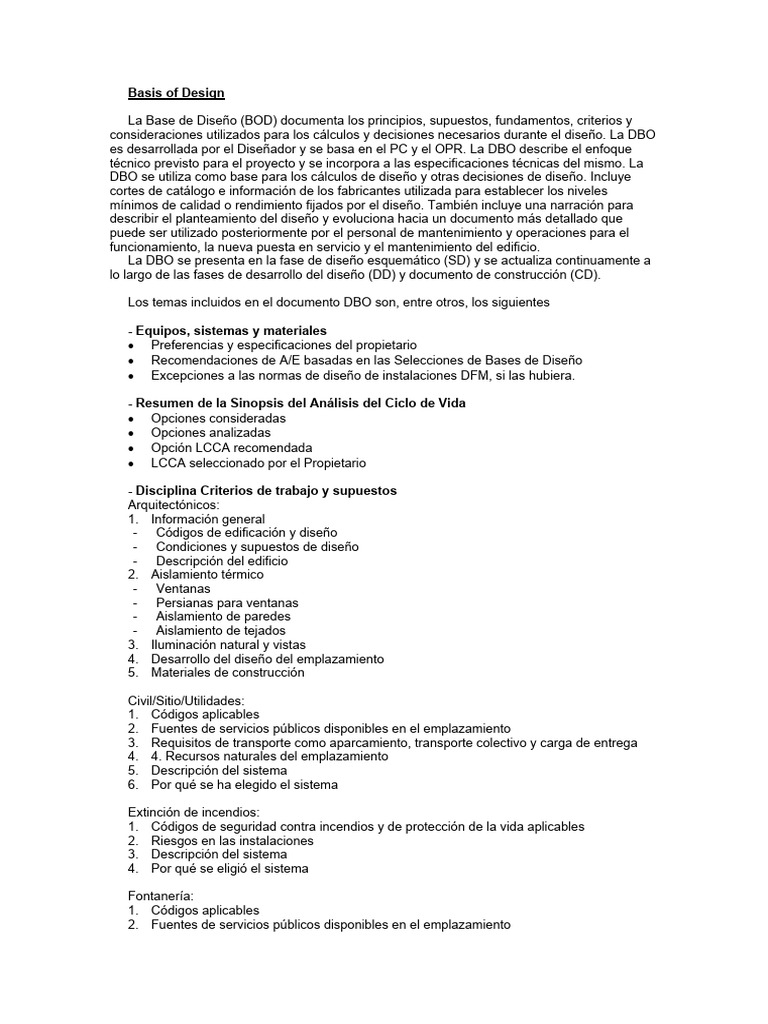 Basis of Design | PDF | Diseño | edificio