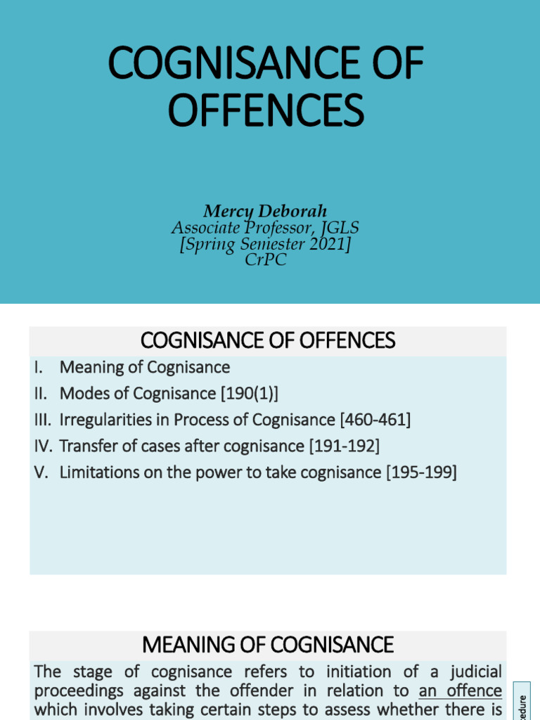Understanding Cognisance of Offences | PDF | Complaint | Criminal ...