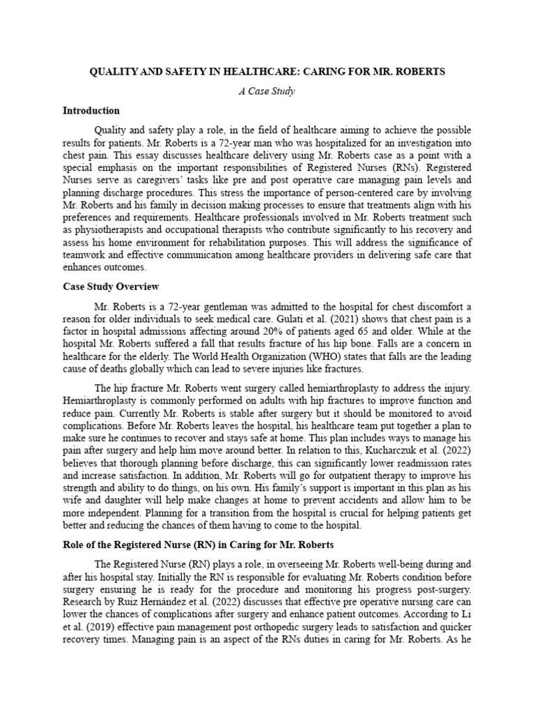 Case Study - Quality and Safety in Healthcare | PDF | Physical Therapy | Health Care