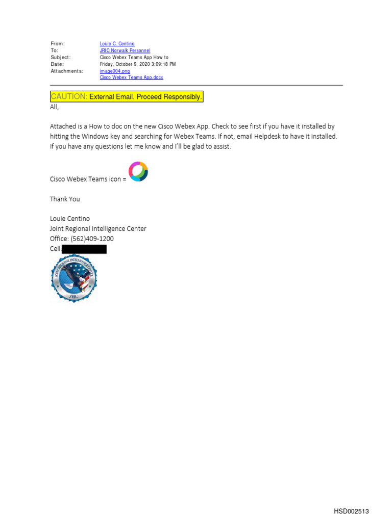 Joint Regional Intelligence Center Emails - Public Records Act Request ...