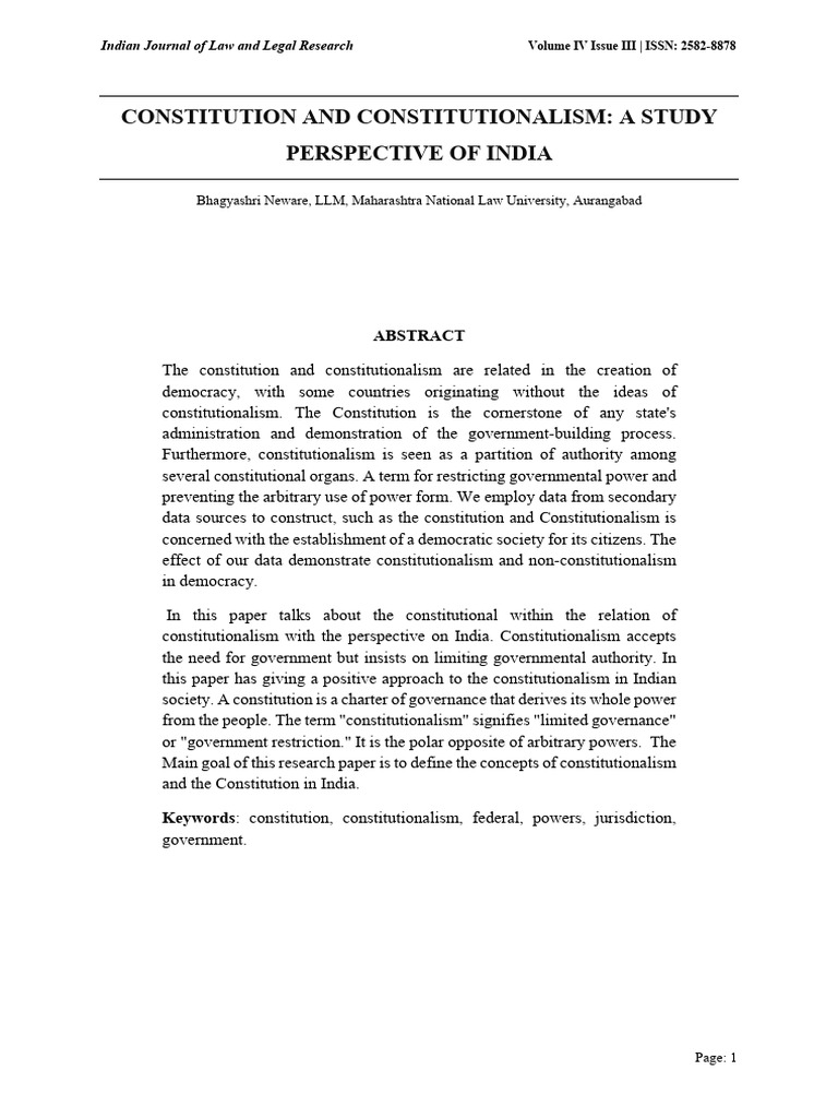 Constitution and Constitutionalism | PDF | Constitution | Governance
