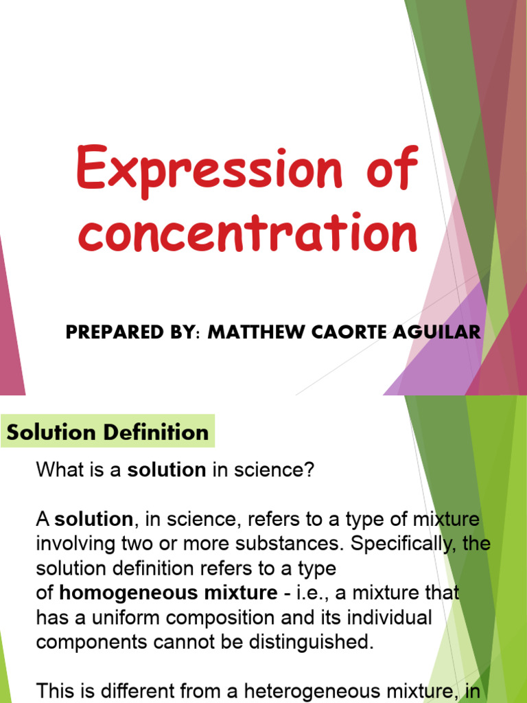 G7 Science Q1 - Week 7-Concentration of Solution | PDF | Mixture | Mass Concentration (Chemistry)