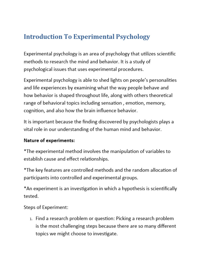 Introduction To Experimental Psychology-1 | PDF | Experiment | Psychology