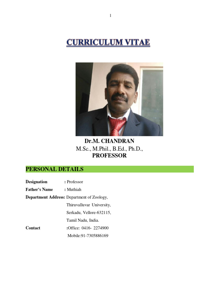DR.M Chandran Professor 1 | PDF