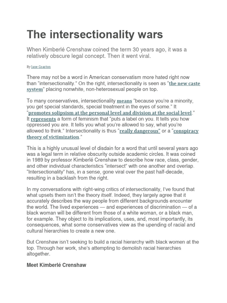 the-intersectionality-wars | PDF | Intersectionality | Critical Race Theory